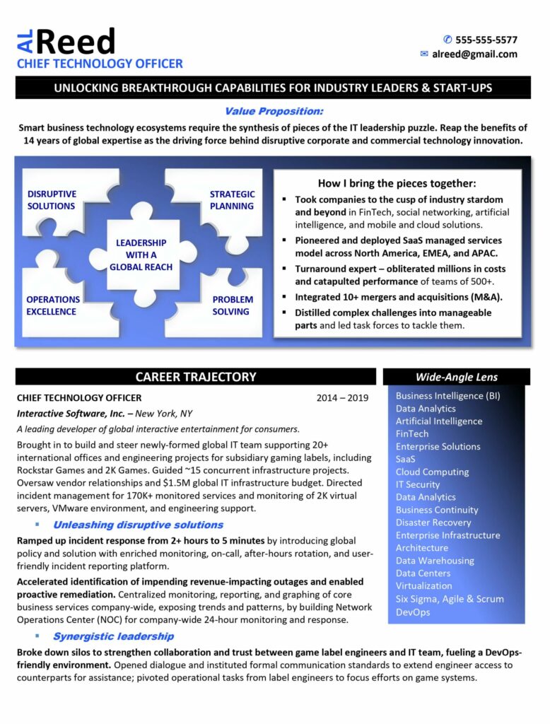 Job Winning CTO Resume for 2022 [Samples Included]