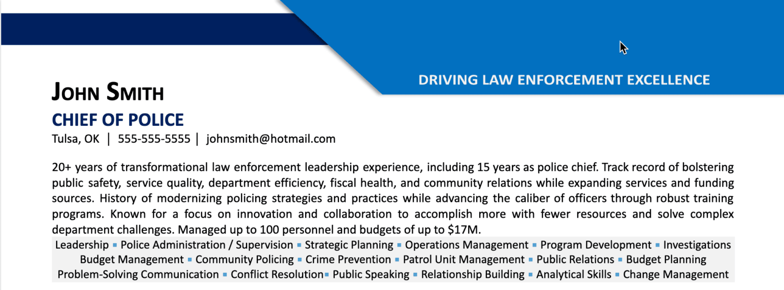 Police Chief Resume Examples for 2026 [+Guide]