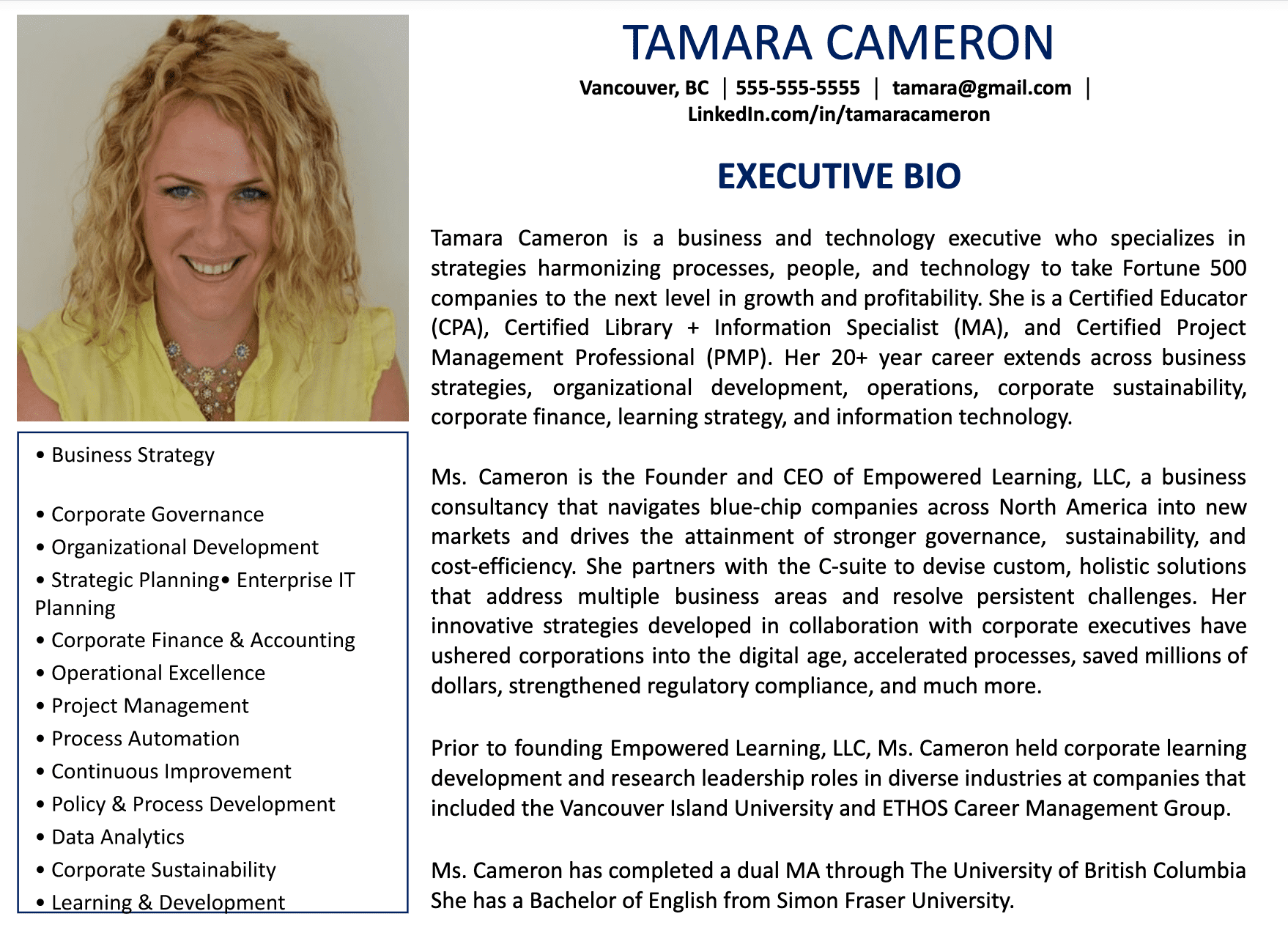 Standout Executive Bio For 2022 Samples Included 2022 
