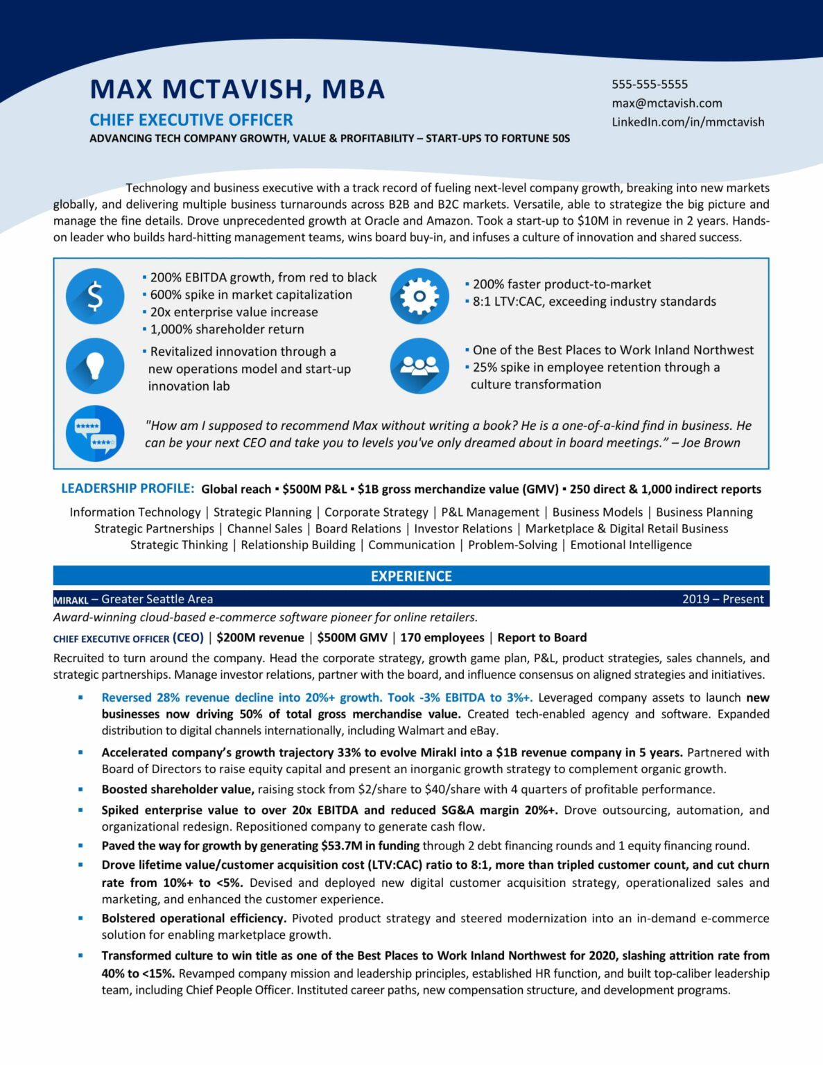 Job-winning CEO Resume Examples & Guide for 2023