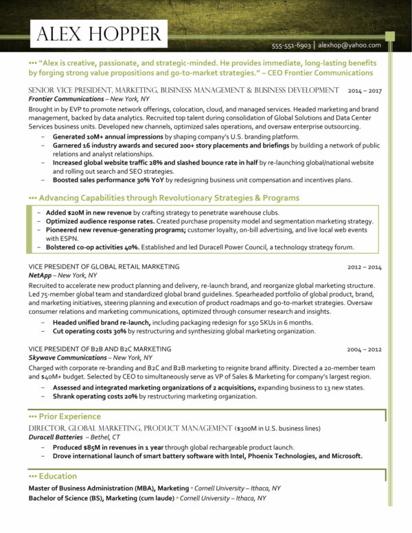 Chief Marketing Officer (CMO) Resume Examples for 2025