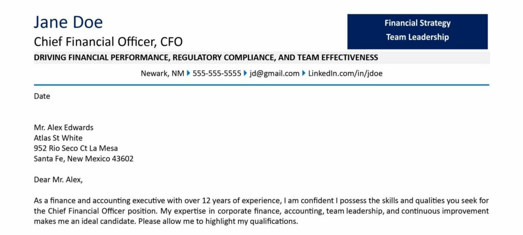 2026 CFO Cover Letter Examples [+Guide]
