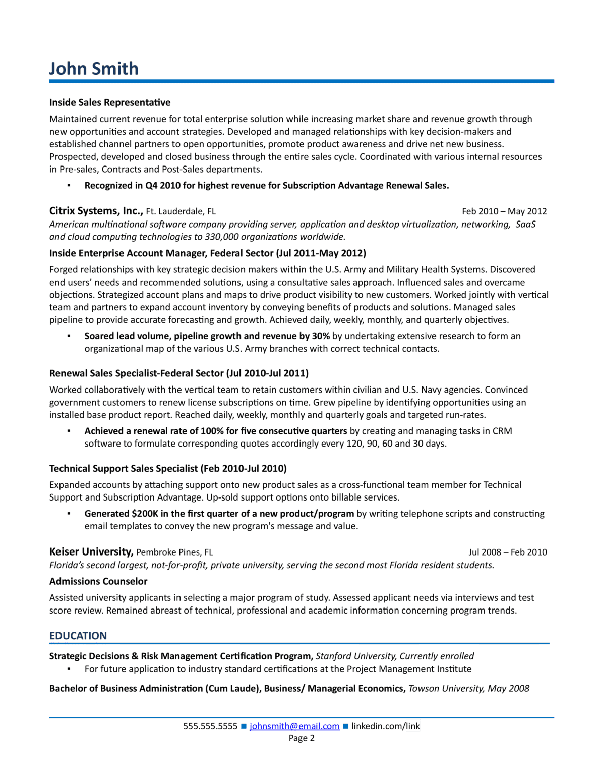 Award-Winning Best Project Manager Resume Sample 2022