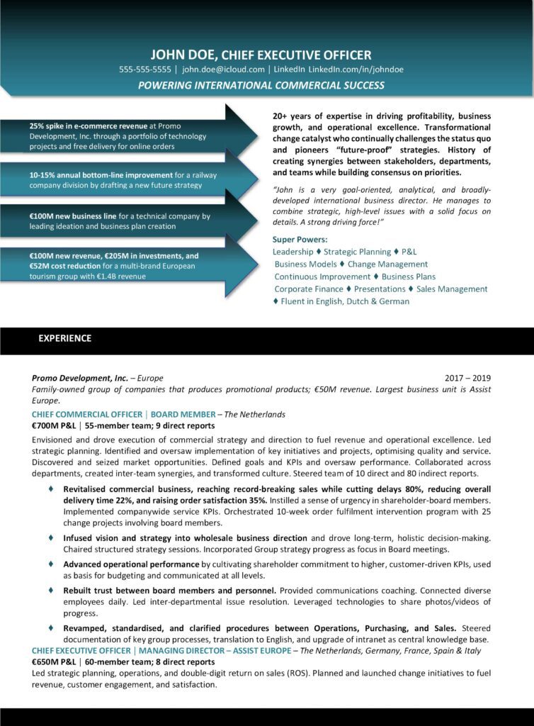 Job-winning CEO Resume Examples & Guide for 2023