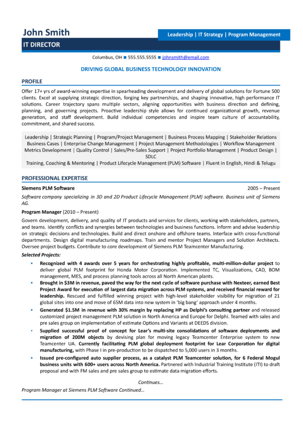 C Level and Executive Resume Examples for December 2025