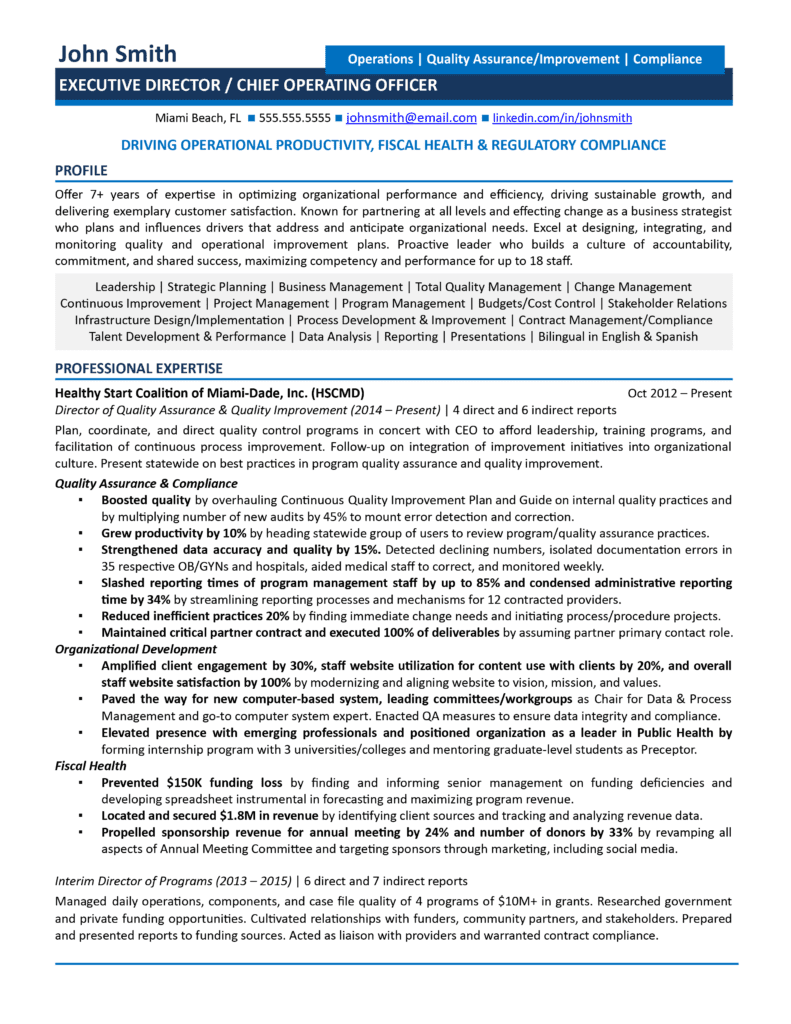 Chief Operating Officer (COO) Resume 2022 [Samples & Guide]