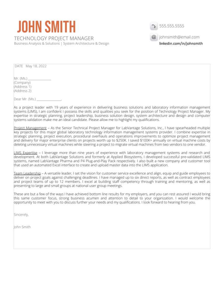 Job-Winning Project Manager Cover Letter for 2023 [+Samples]