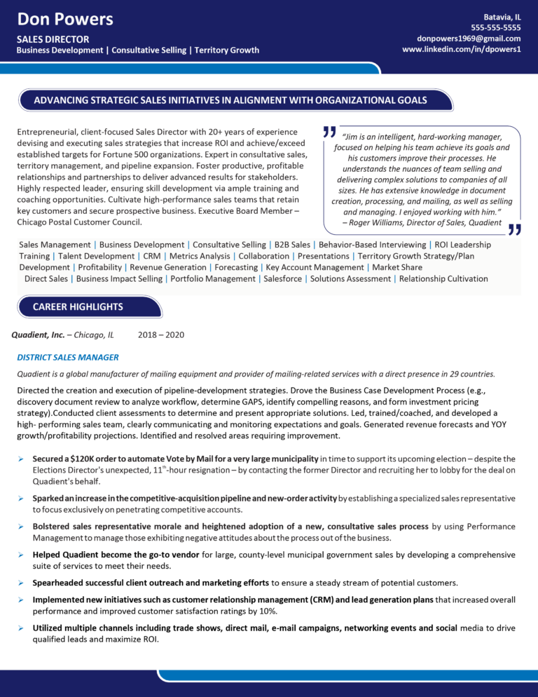 C Level and Executive Resume Examples for December 2025