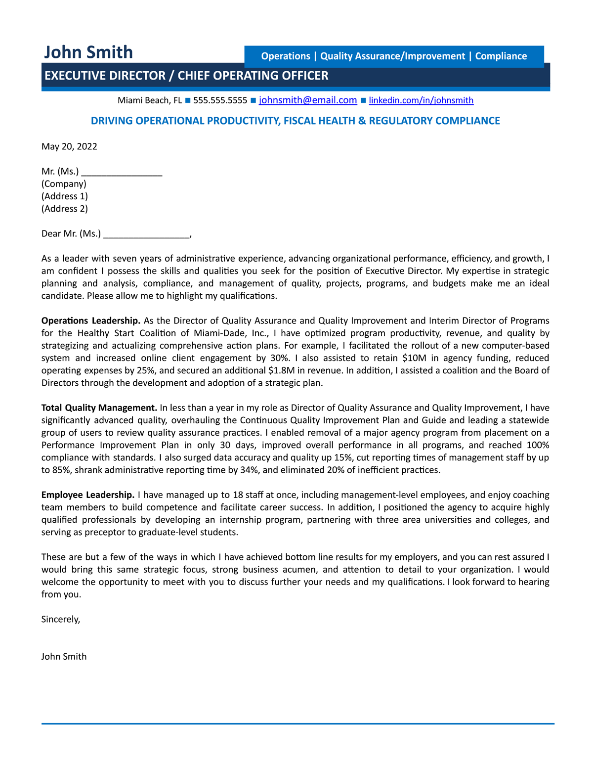 Best Executive Director Cover Letter for 2026 [+Samples]