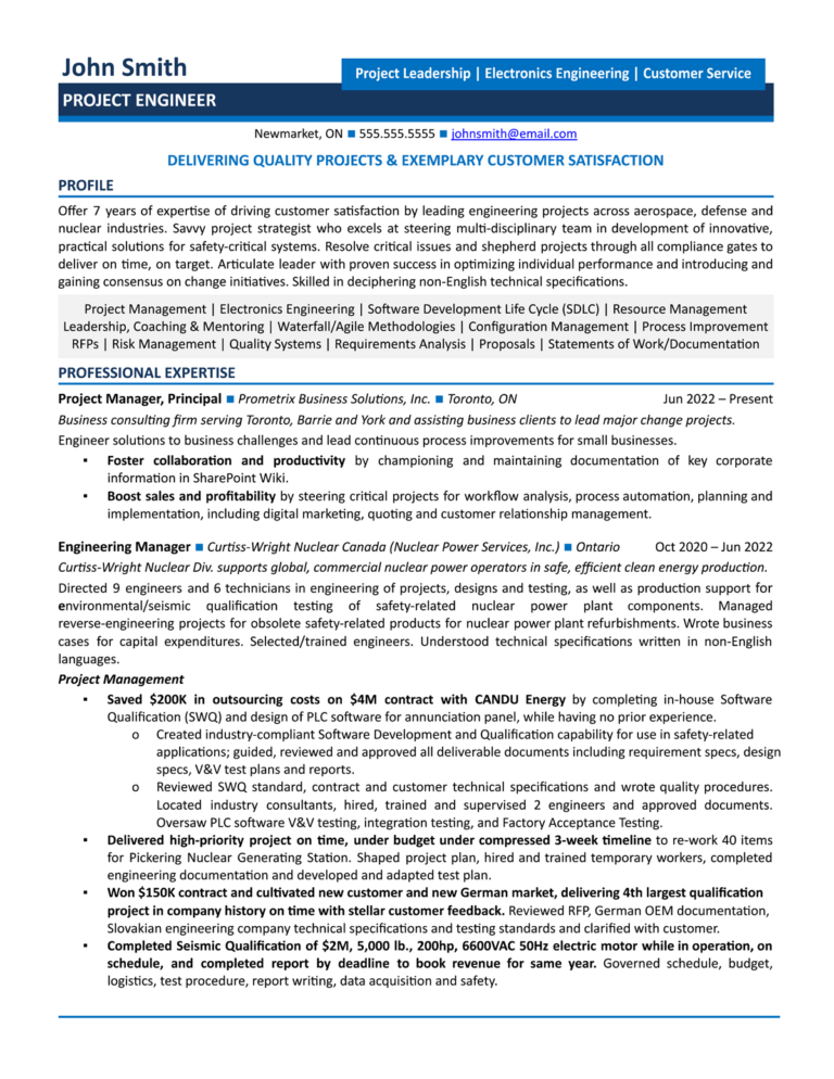 Best Project Engineer Resume and Cover Letter for 2023