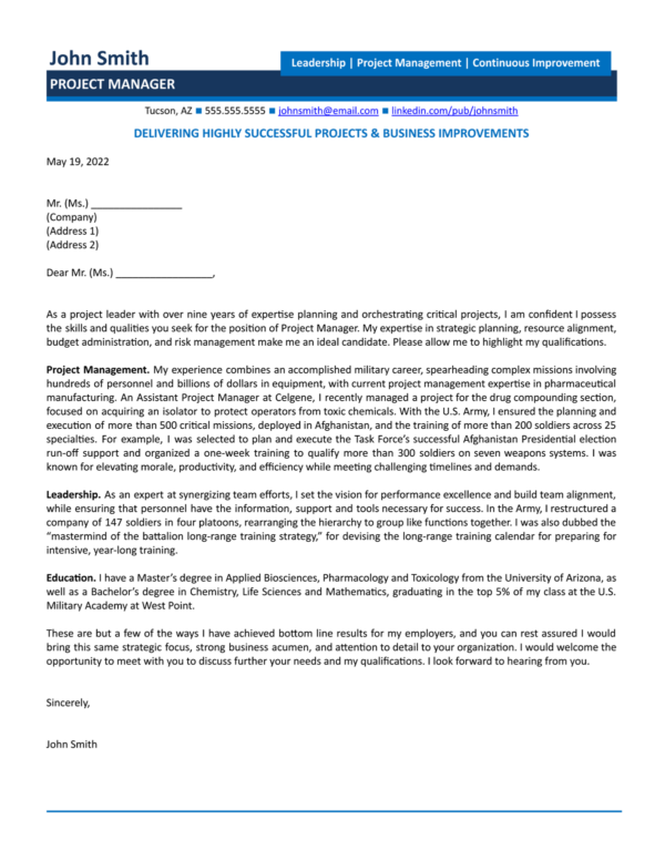 2025 Project Manager Cover Letter Examples [+Guide]