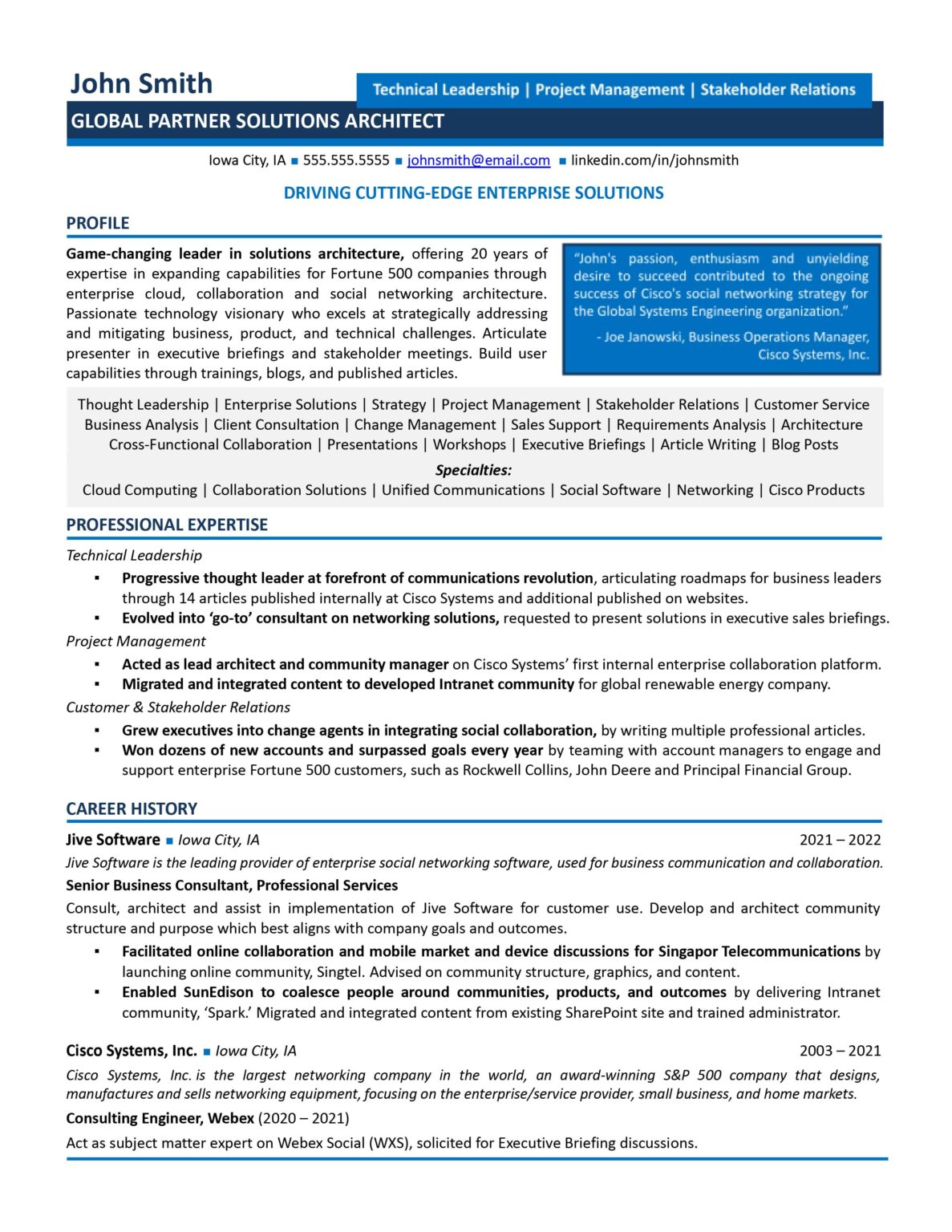 Solution Architect Resume Samples - iCareerSolutions