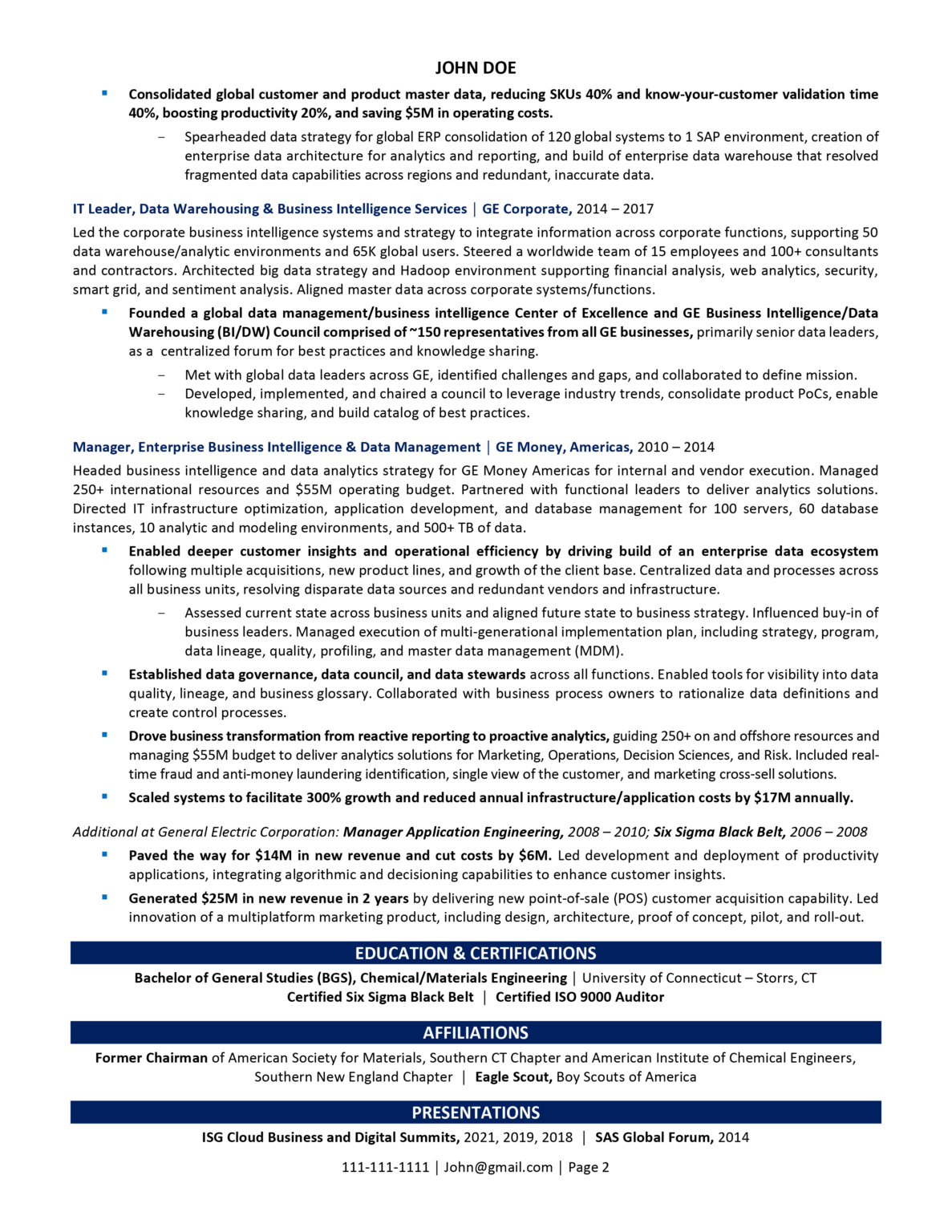 2025 Chief Data Officer (CDO) Resume Examples [+Guide]