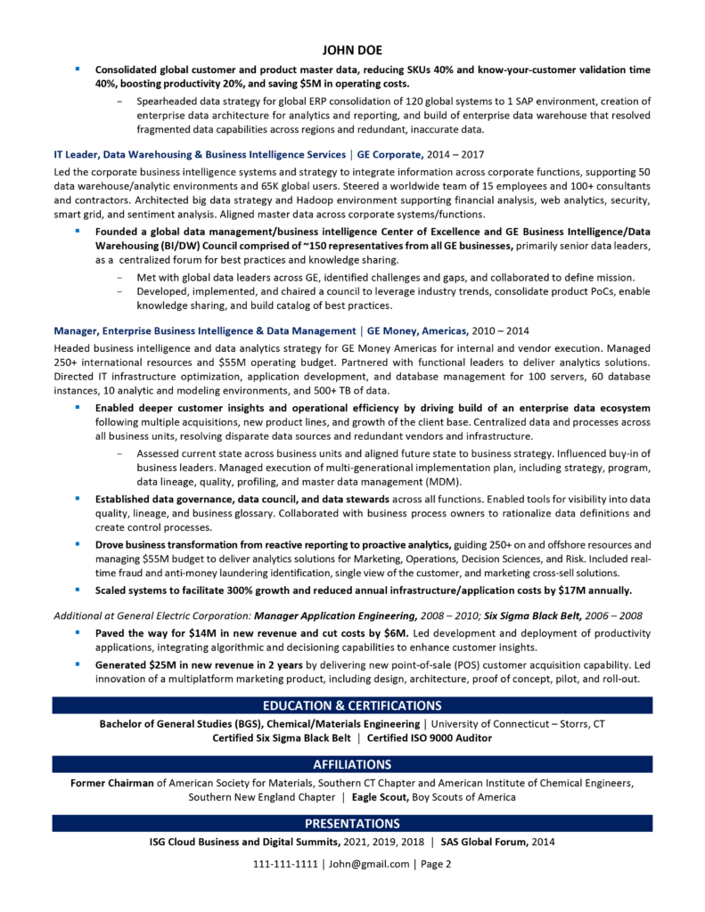 2025 Chief Data Officer (CDO) Resume Examples [+Guide]