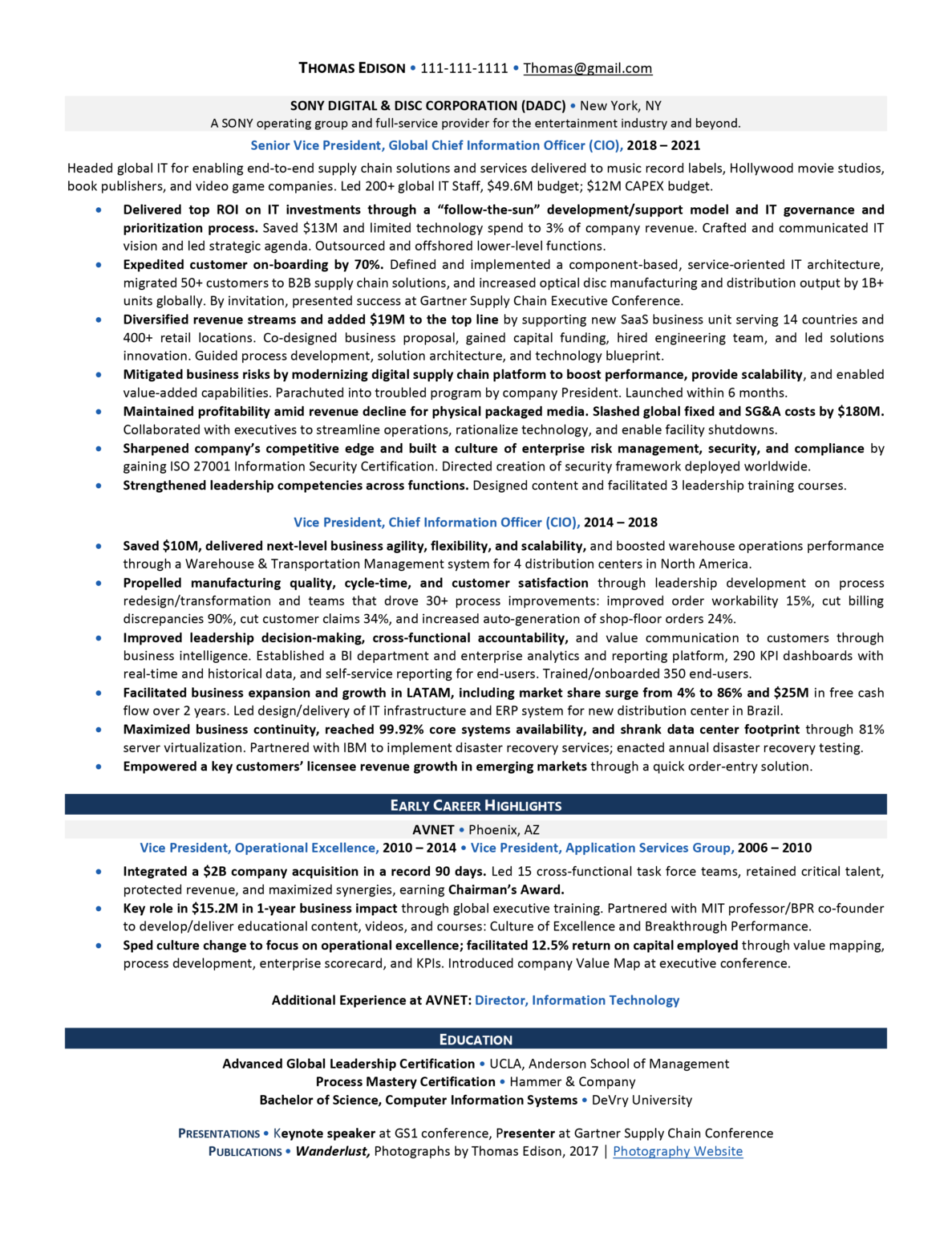 CIO Resume Examples for December 2025 [+Guide]