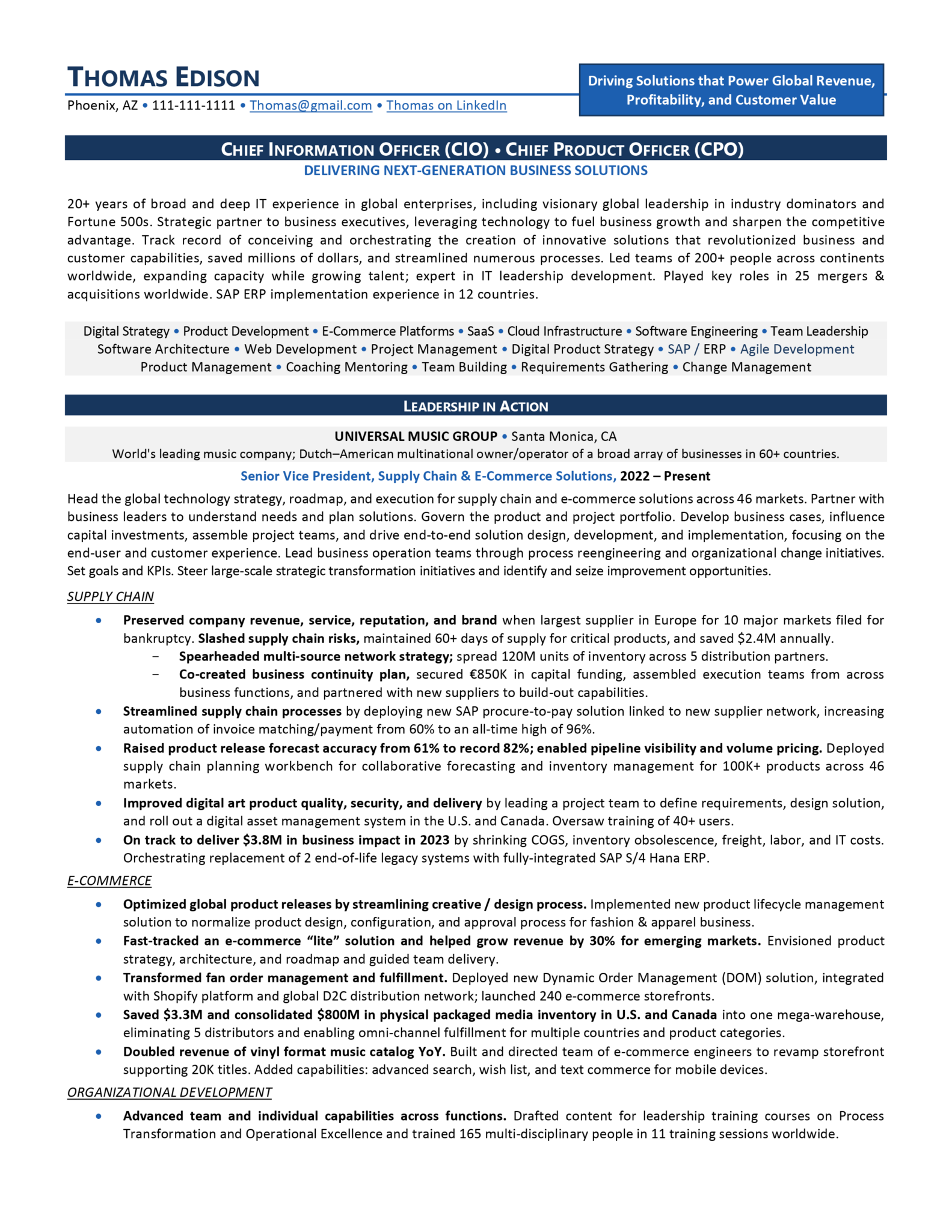 CIO Resume Examples for December 2025 [+Guide]