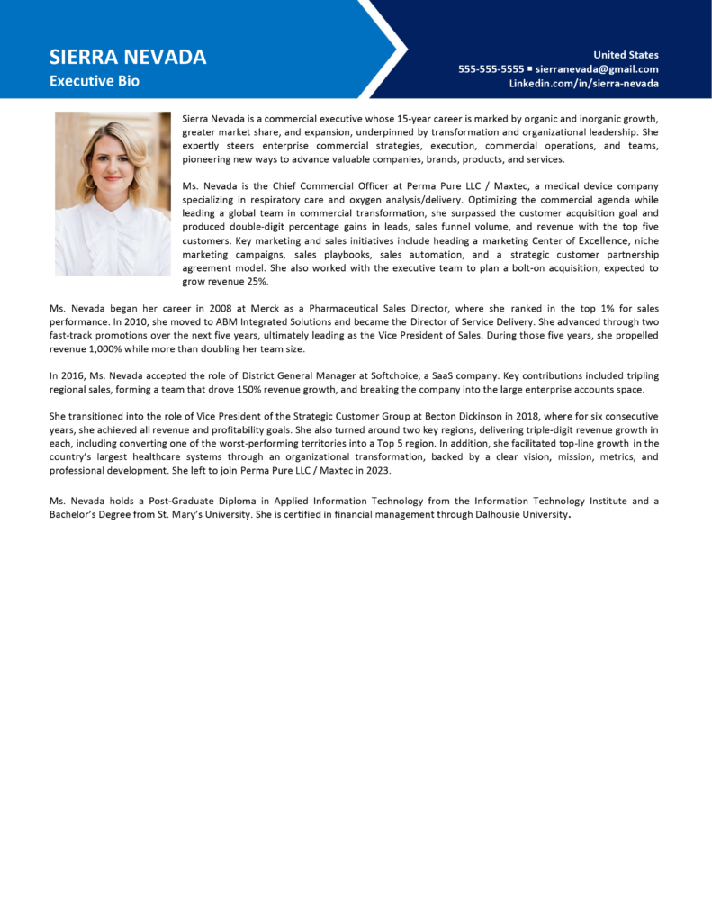 Best Executive Bio Examples For 2025