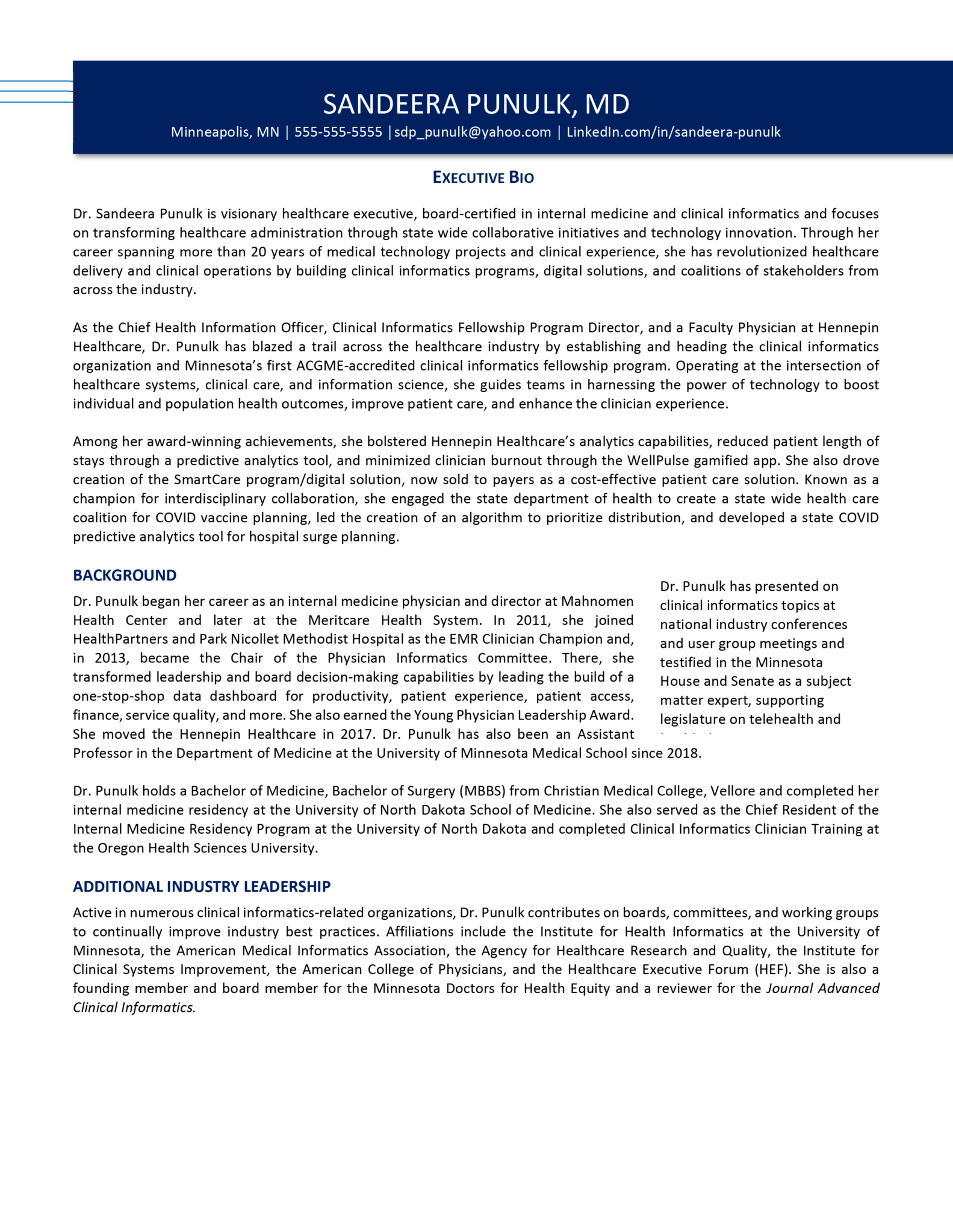 Best Executive Bio Examples For 2025