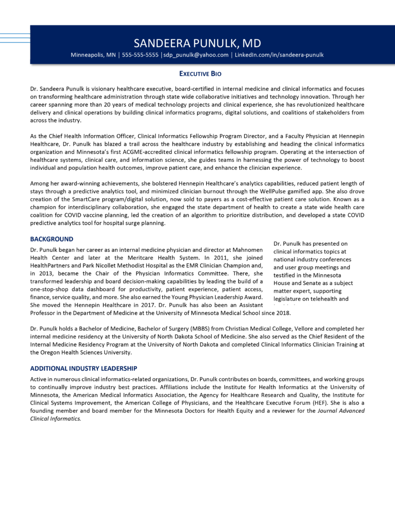 Best Executive Bio Examples For 2025